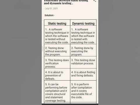 Difference between static testing and dynamic testing - YouTube