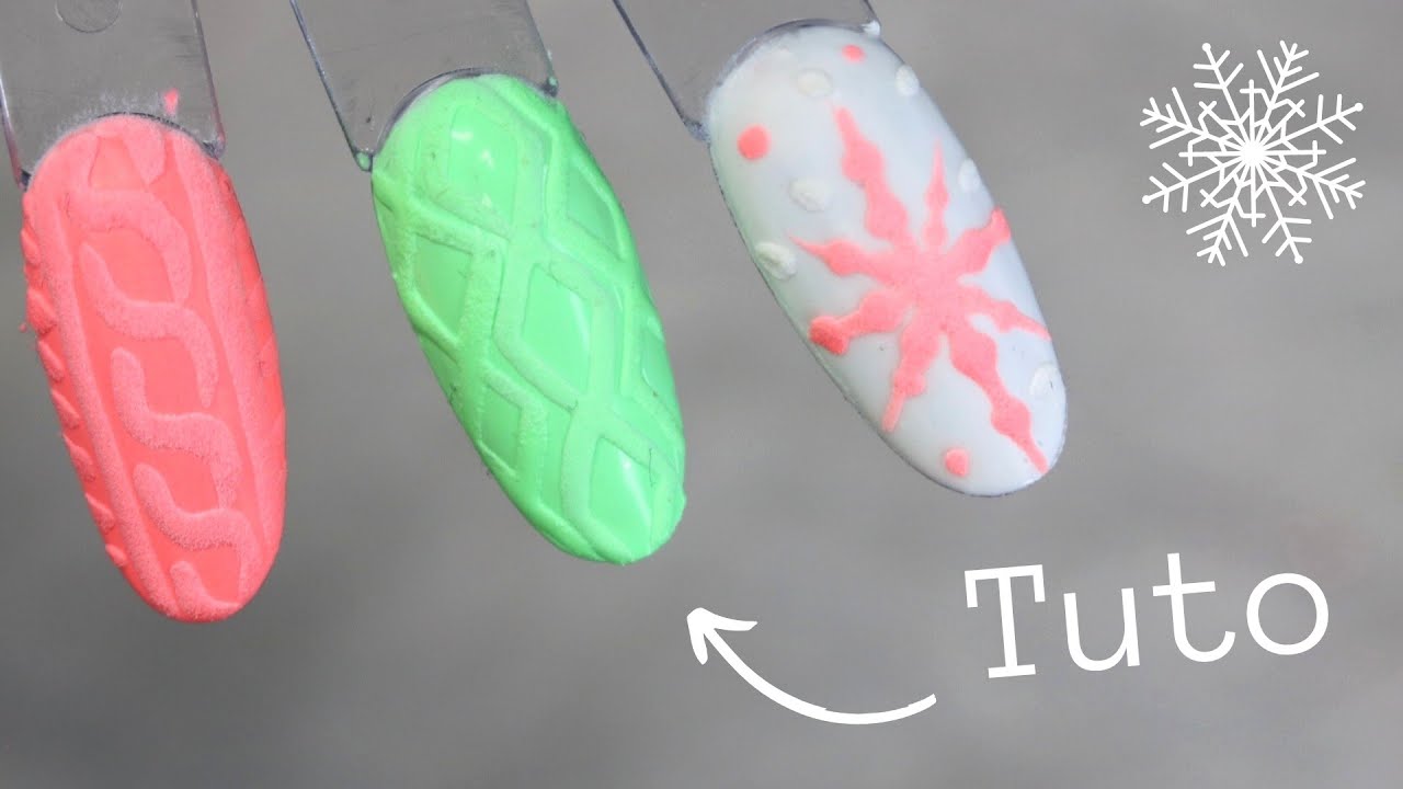 TUTO NAIL ART EFFET PULL | Trois idée d'ongle d'hiver /noel - YouTube