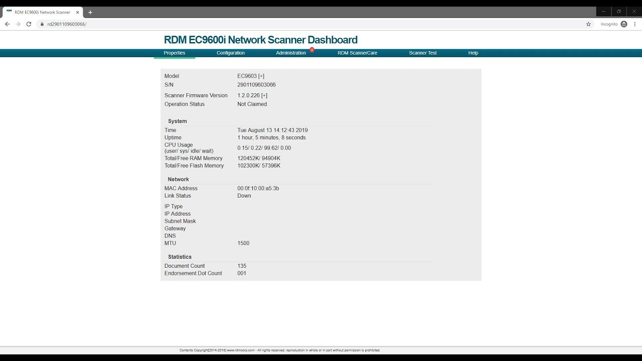 RDM EC9600i Network Scanner Dashboard - YouTube