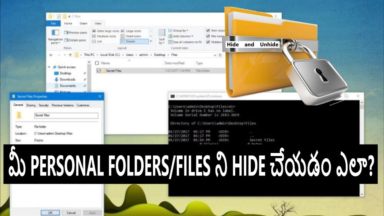 Using cmd hide your personal files and folders - YouTube