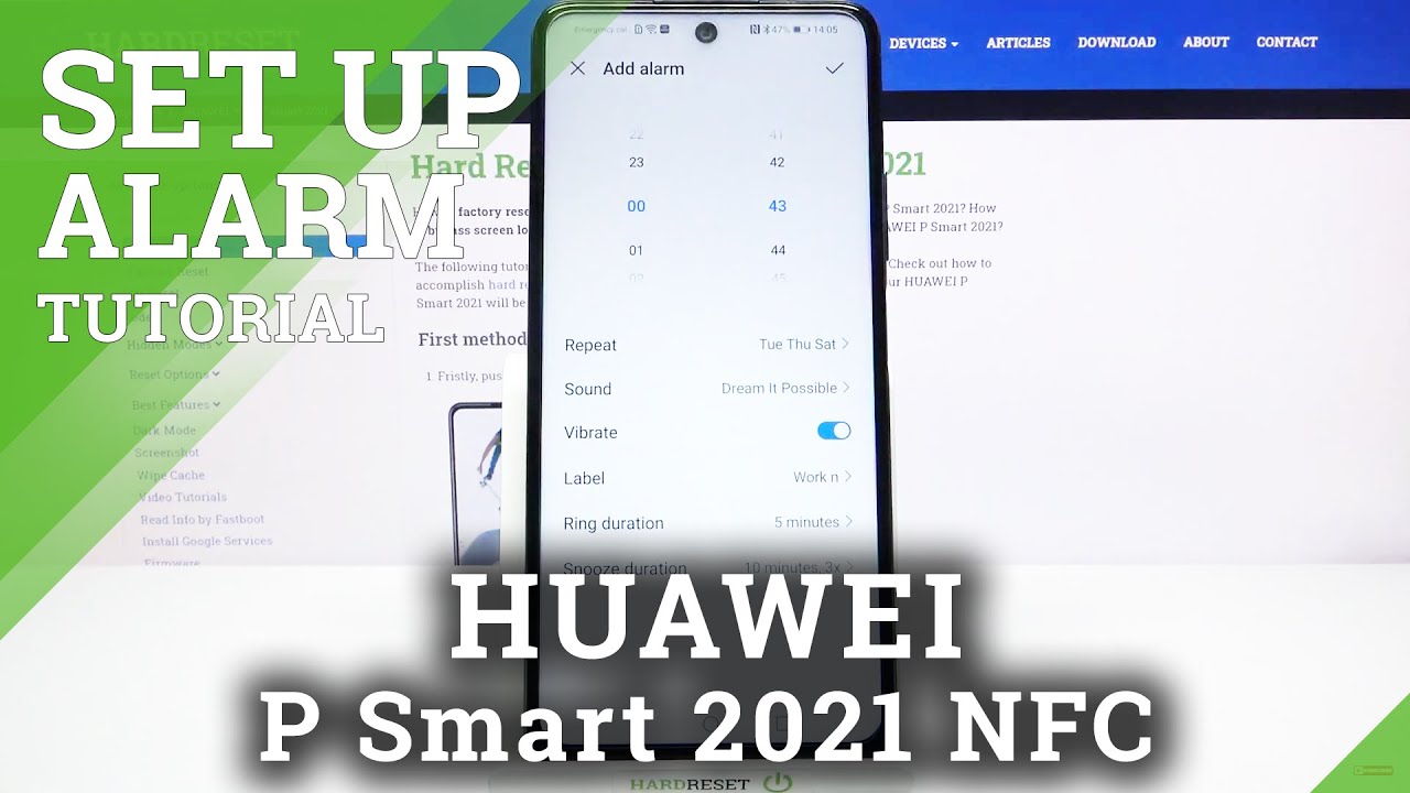How to Set Up Alarm Clock in Huawei P Smart 2021 NFC? - YouTube