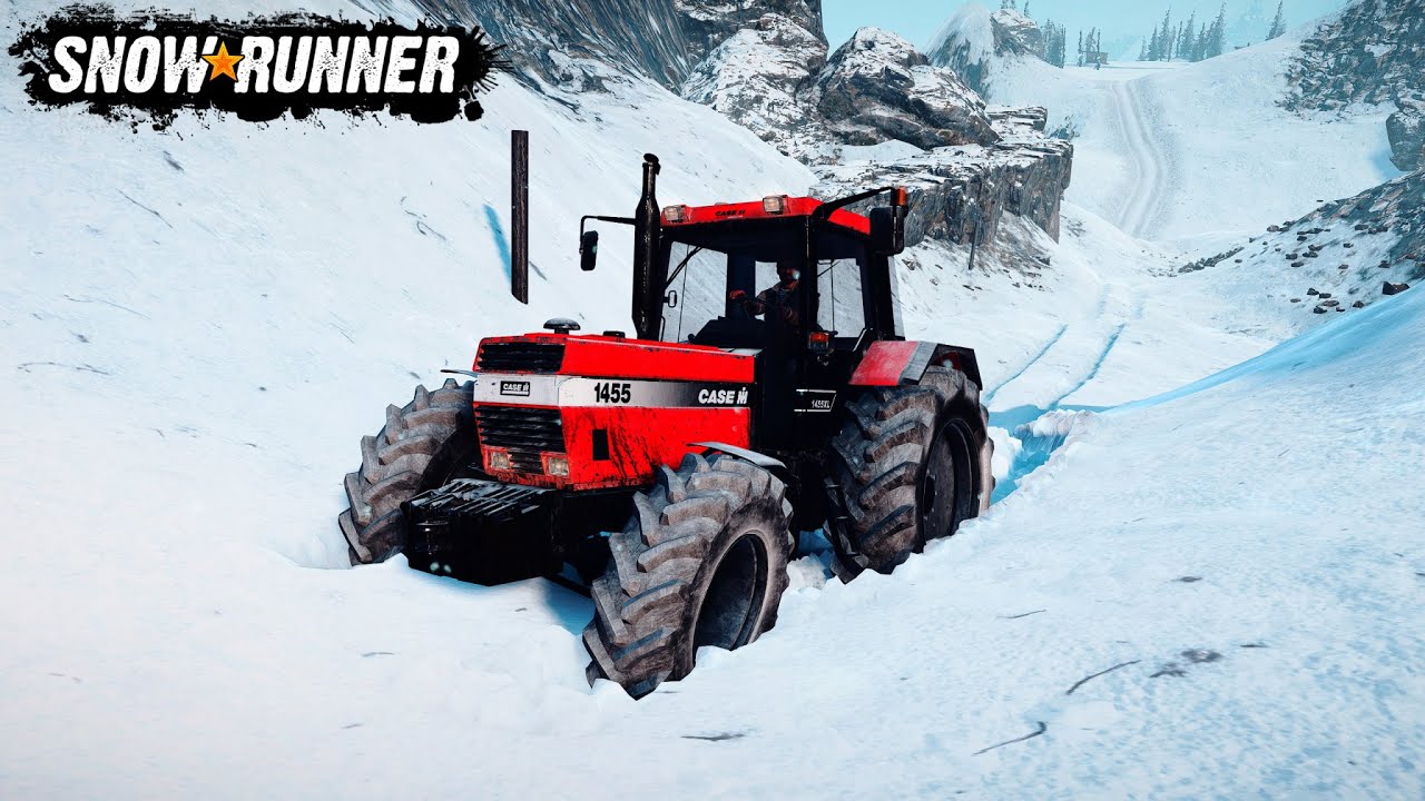 SnowRunner - CASE IH Tractor Climbs A Snowy Road Uphill - YouTube