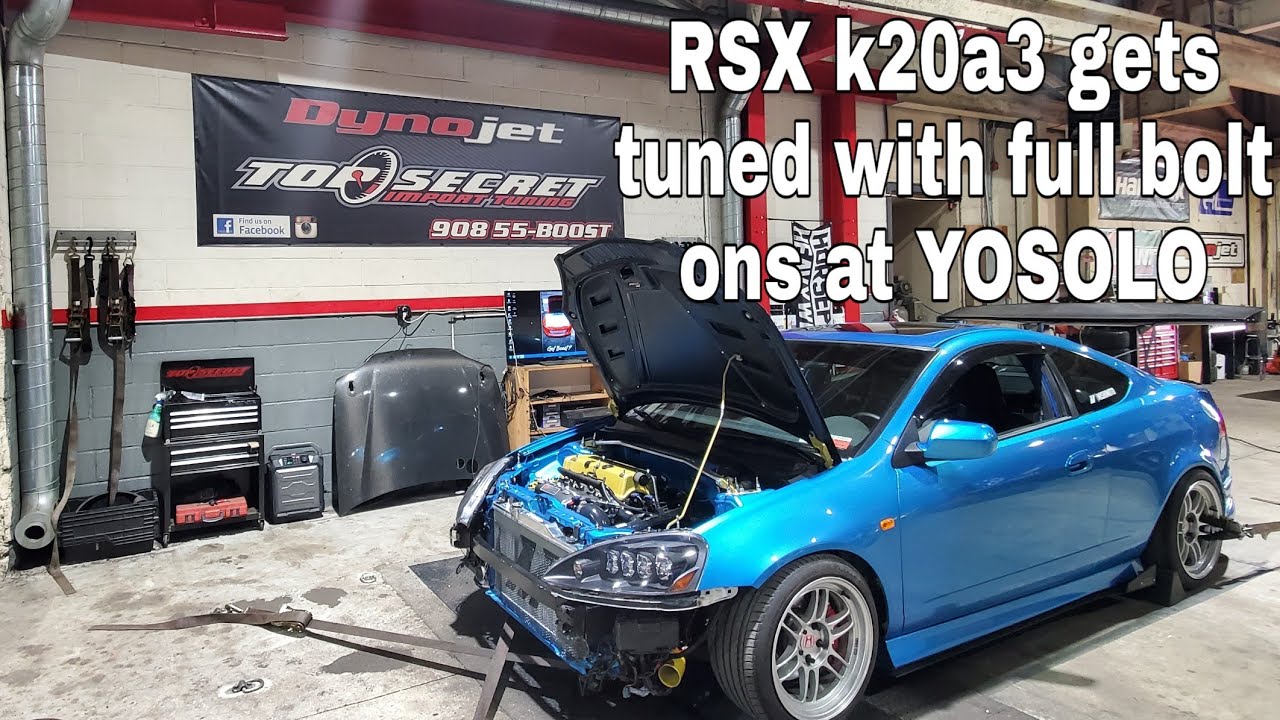 Base rsx k20a3 gets tuned with full bolt ons at yosolo! - YouTube