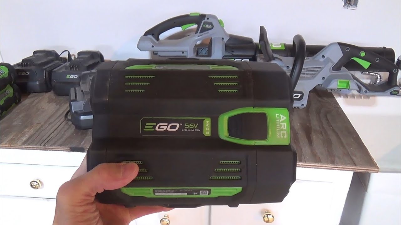 EGO POWER+ 5.0 AH 56 VOLT BATTERY REVIEW AND DEMO DEMONSTRATION HOW TO ...
