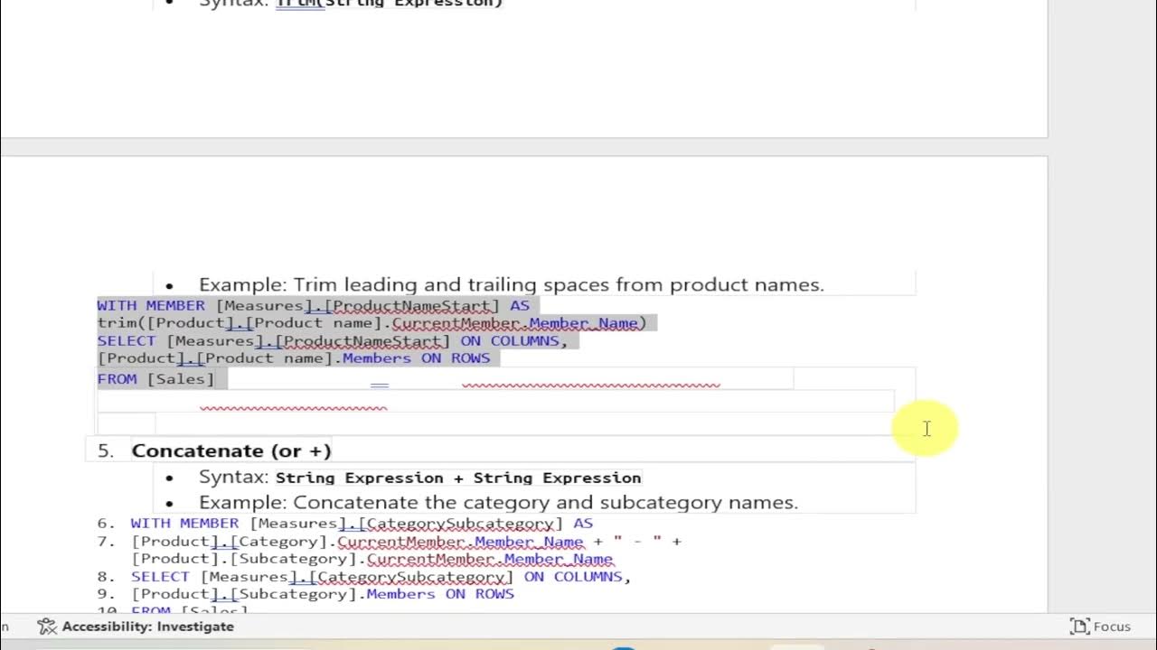 11 10 Multi Dimensional eXpressions - MDX String Functions - YouTube