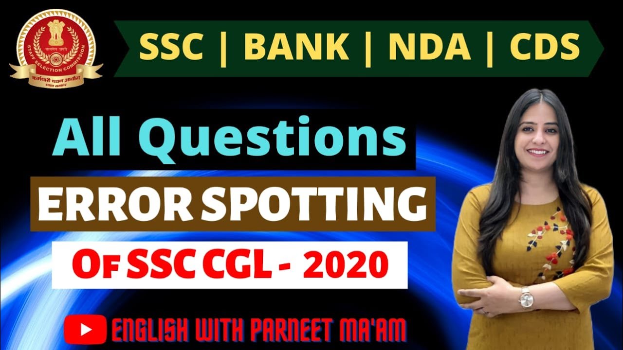 Complete Error spotting Questions of CGL 2020 / CGL English Previous ...