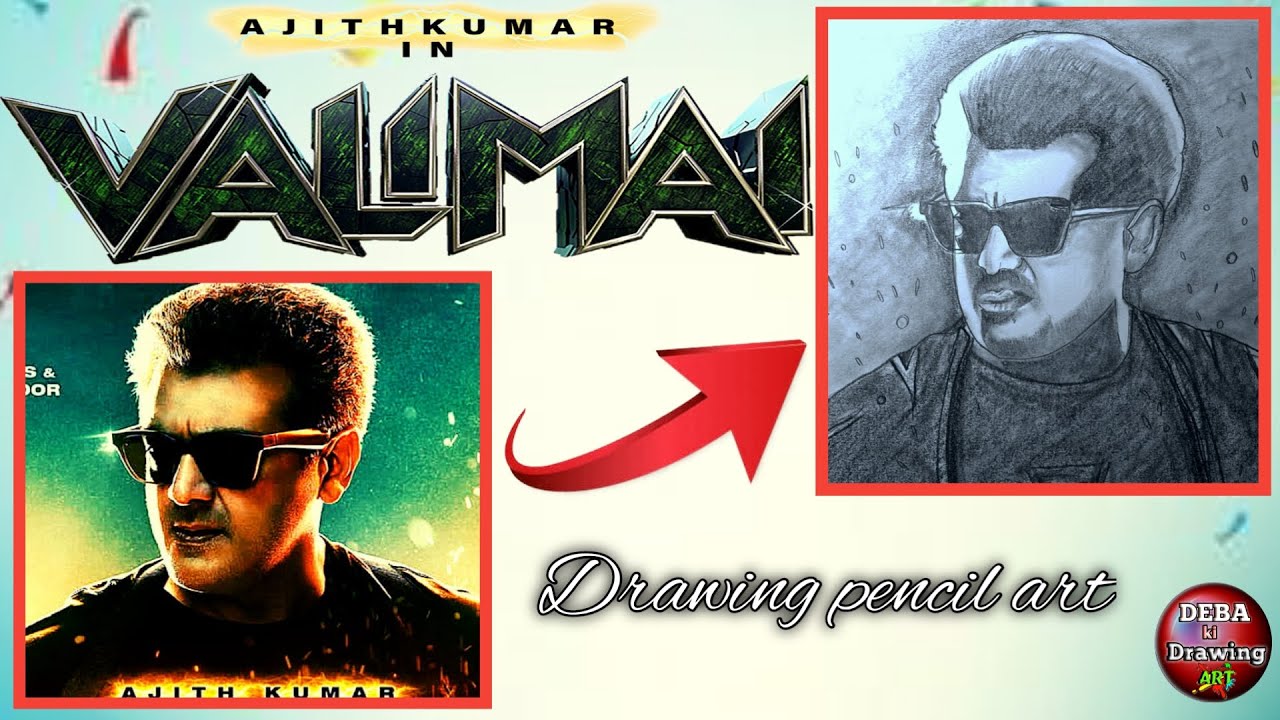 Valimai in Ajith kumar? How to draw Ajith kumar Drawing pencil art ...