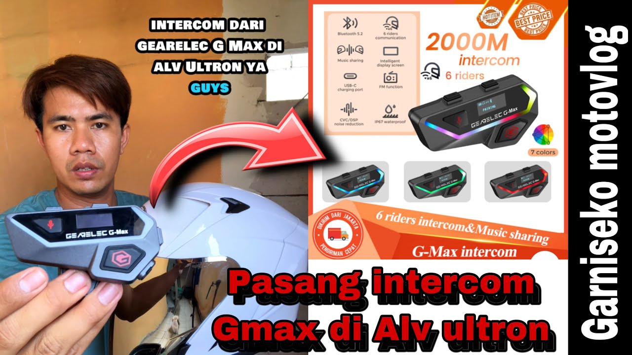 Pasang Intercom Gearelec Gmax Di Helm Alv Ultron Youtube