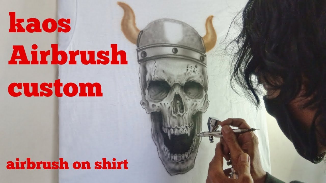 kaos airbrush viking | custom airbrush on shirt - YouTube