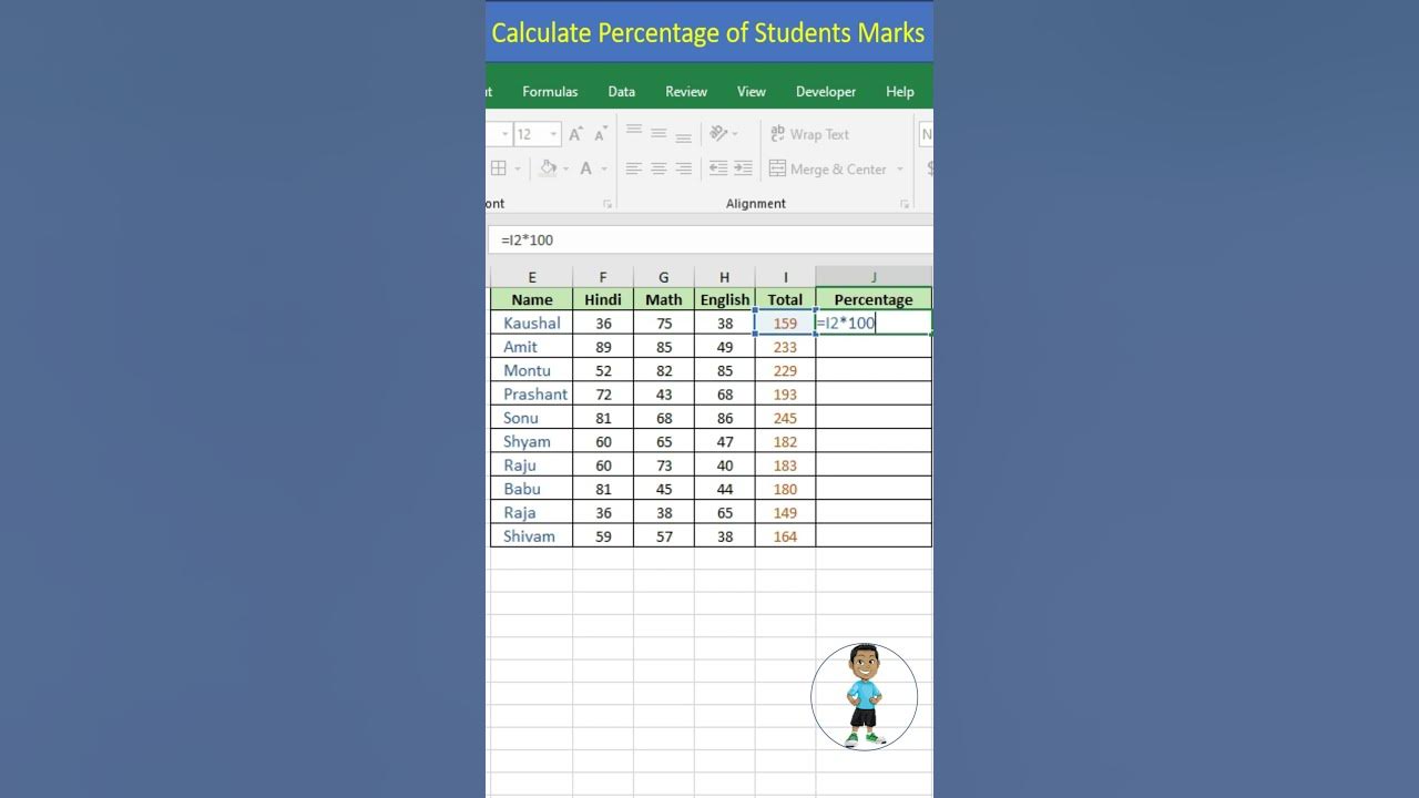 Calculate Percentage of Students Marks in Excel #excel #exceltips #exceltutorial #msexcel # ...