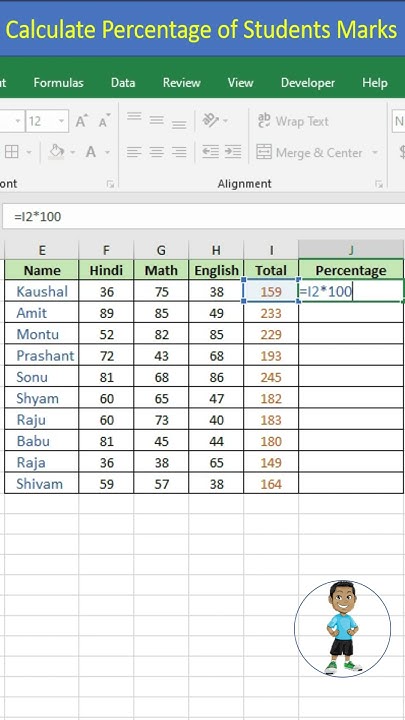 Calculate Percentage of Students Marks in Excel #excel #exceltips #exceltutorial #msexcel # ...