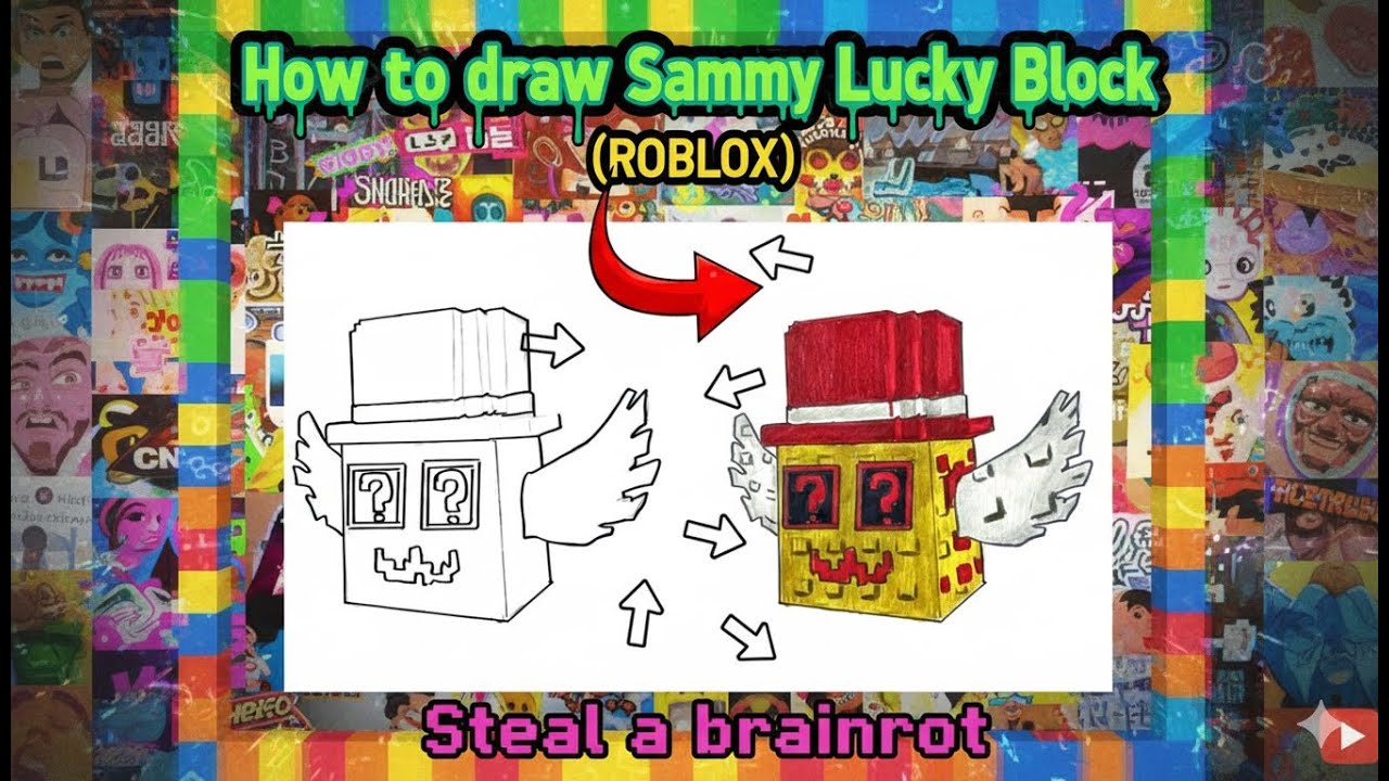 How to draw Sammy Lucky Block,(ROBLOX) Steal a brainrot - YouTube
