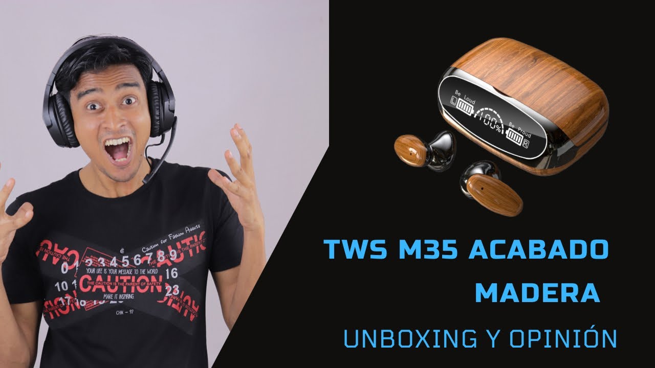 Tws M35 auriculares Bluetooth con acabado estilo madera 🪵 Diseño único ...