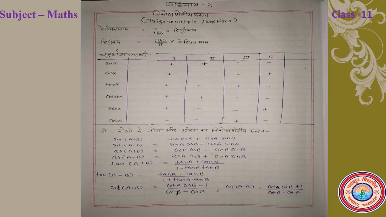 Trignometry Functionmaths Class 11 Youtube 4766