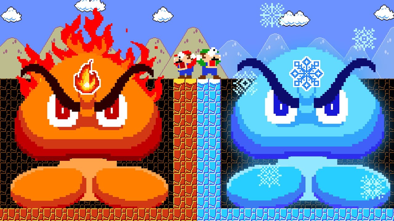 HOT & COLD CHALLENGE: Can Mario and Luigi Escape Giant FIRE and ICE ...