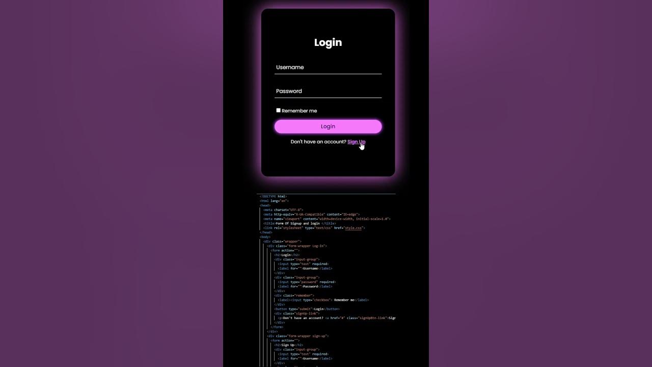 Loginsign Up Form From Html Css Javascript Codinghtmlcssjavascriptphytonaicodelife
