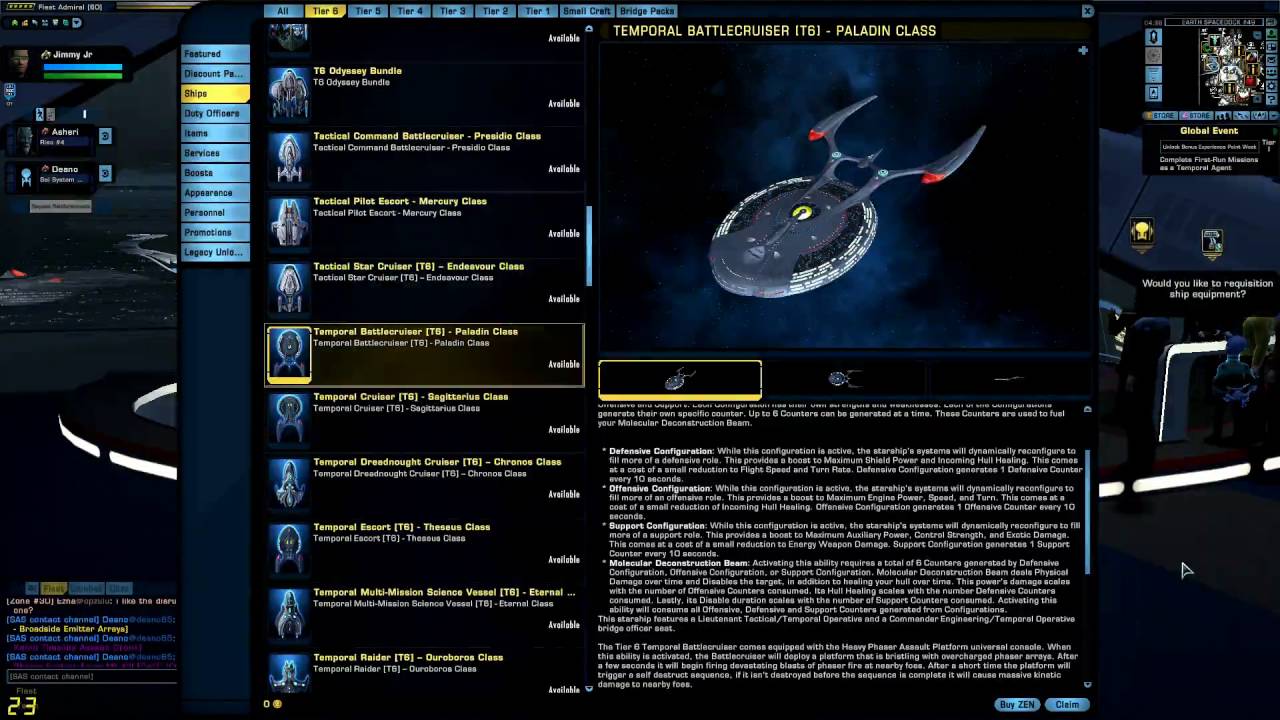 Star Trek Online - Temporal Battlecriser T6 Paladin Class Review - YouTube