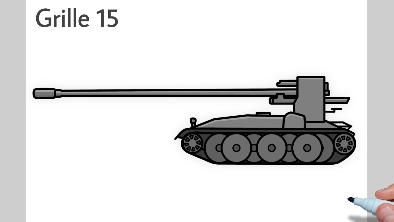 How to draw a Grille 15 tank easy / drawing a tank grille 15 from wot ...
