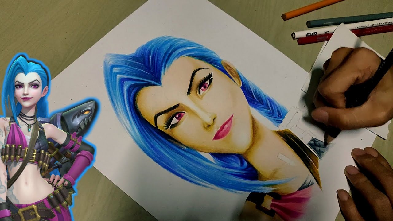 Jinx League of Legends Wild Rift | Drawing using color pencil by ...
