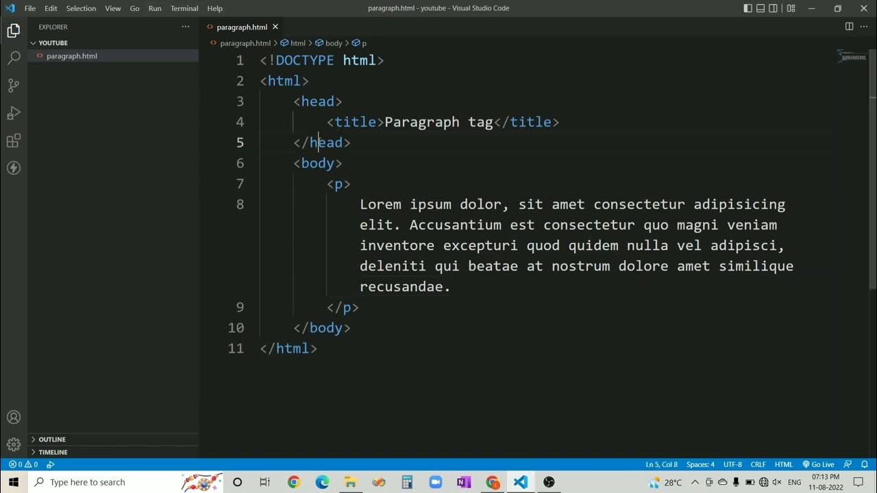 How to create paragraph in HTML. - YouTube