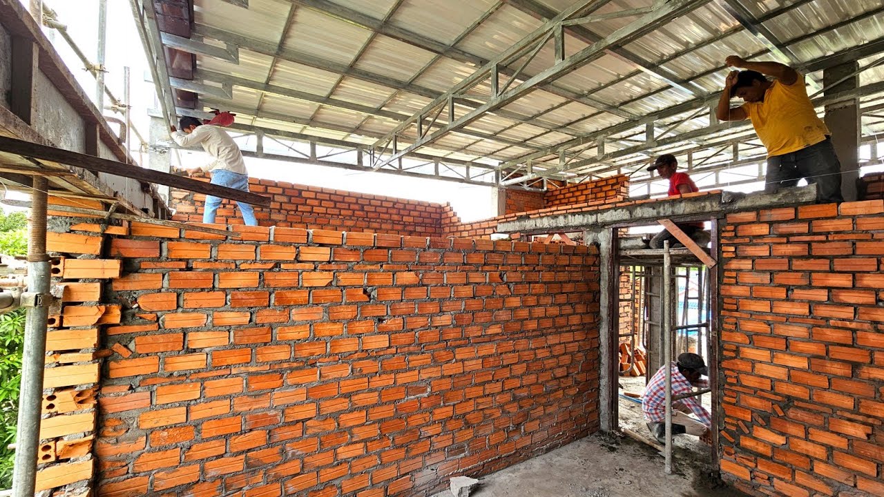 Techniques To Build & Construction Brick Wall - YouTube