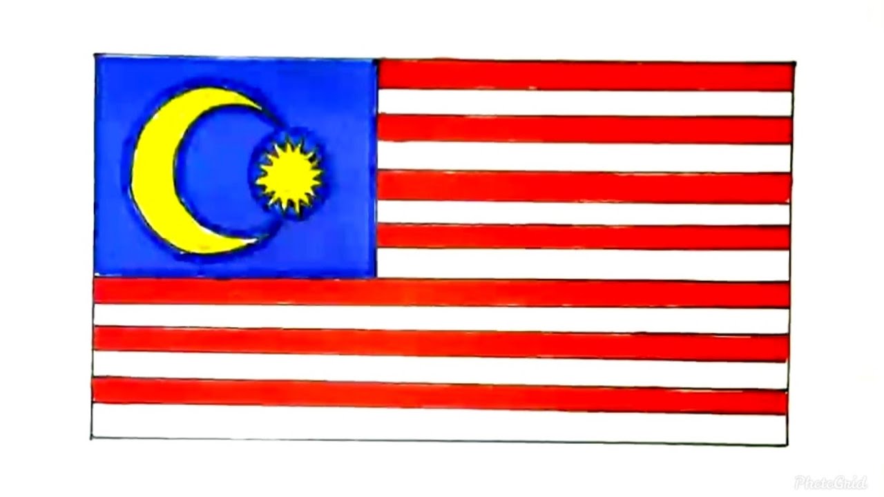 Cara Menggambar Bendera Malaysia - melukis Bendera Malaysia - YouTube