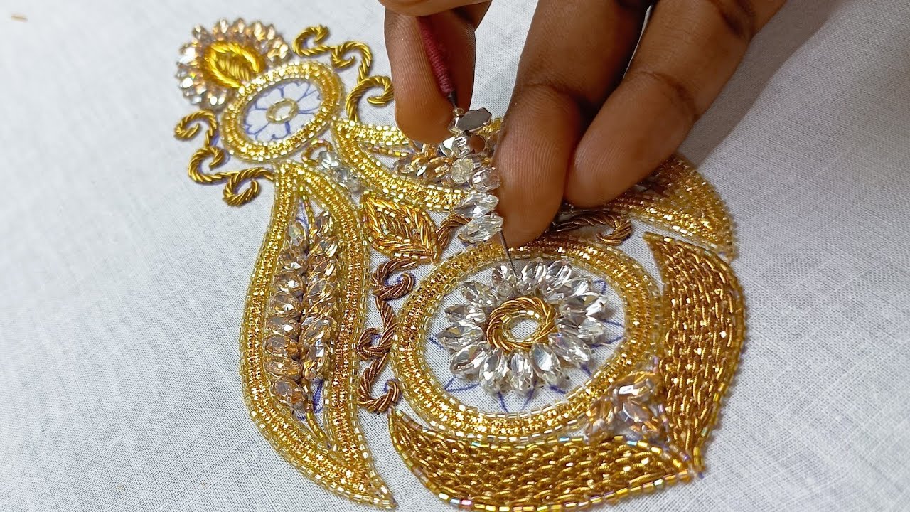 Aari work Designs || Stone work || #aariembroidery2_0 #aariwork - YouTube