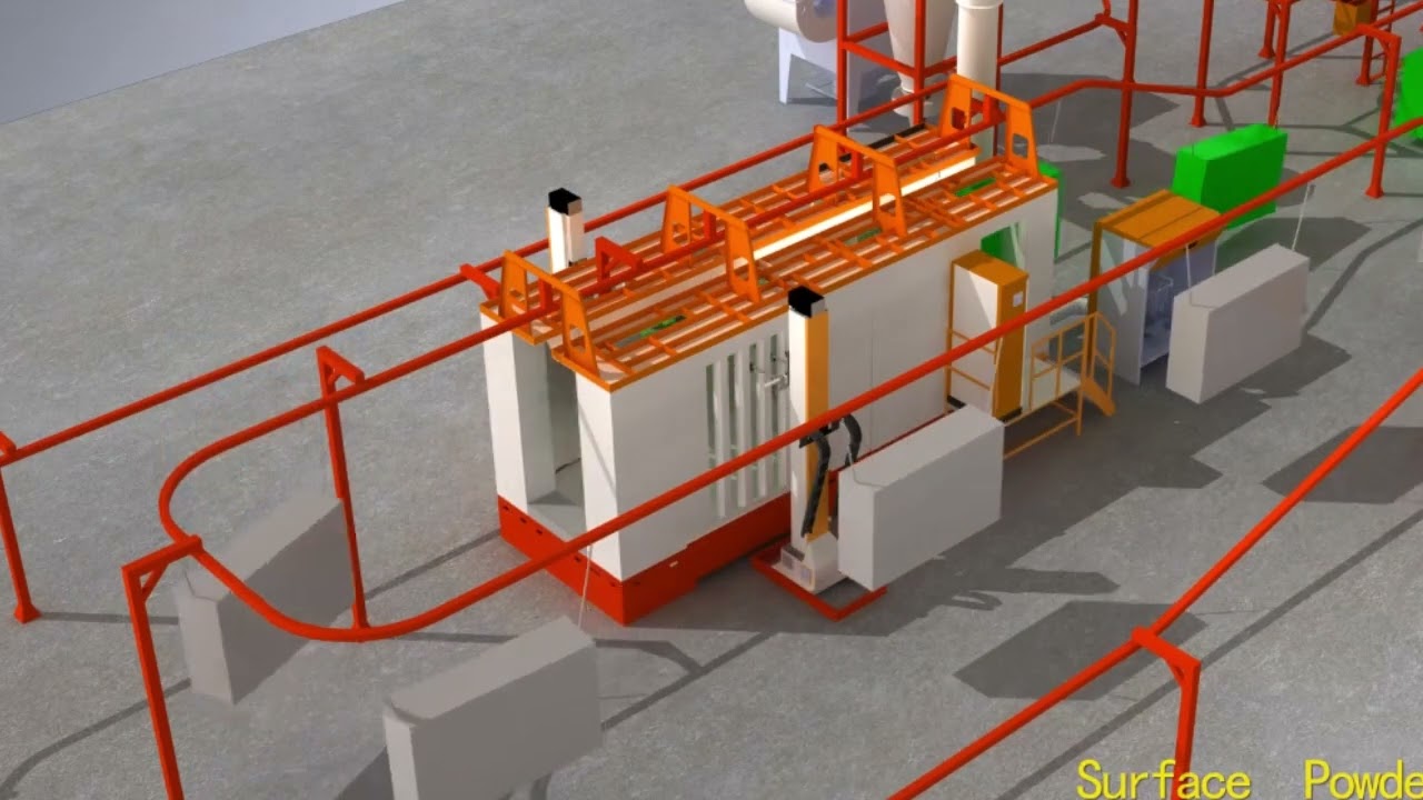 Automatic powder coating line camel back powder coating oven - YouTube