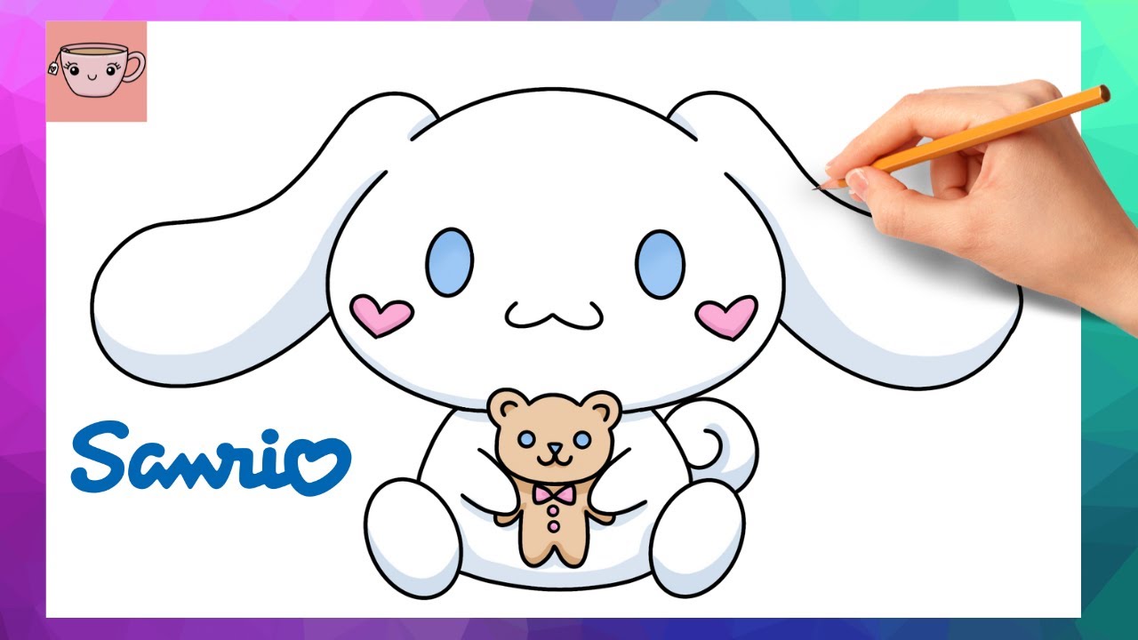 How To Draw Cinnamoroll Holding Teddy Bear | Cute Sanrio | Easy Drawing ...