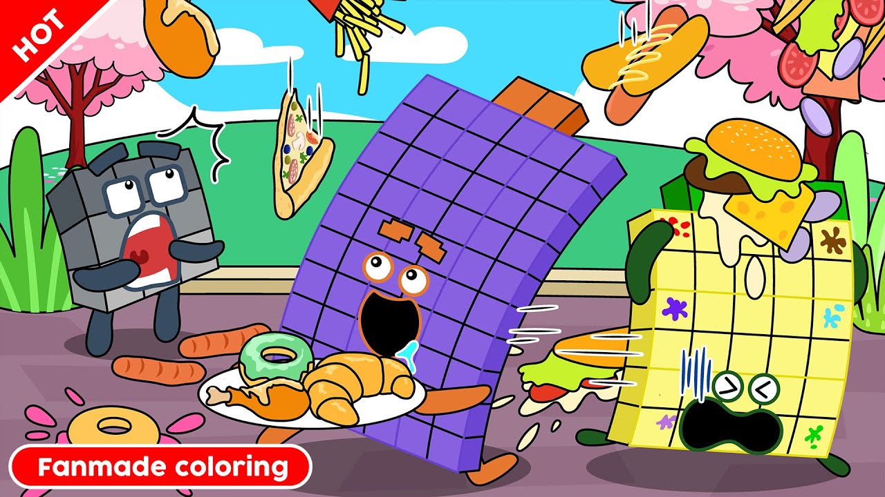 Look! It's A Fast Food Rain! Numberblocks Fanmade Coloring Story - YouTube