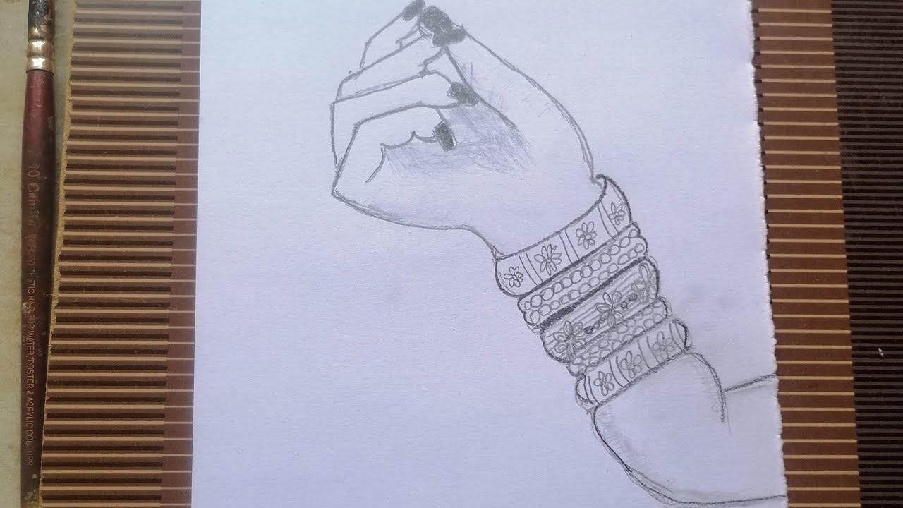 how to draw a realestic drawing of hand with bangles |step by step ...