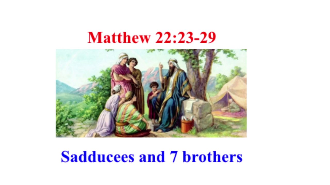 Matthew 22:23-29 = Sadducees, 7 brothers, Jesus says no marriage in ...