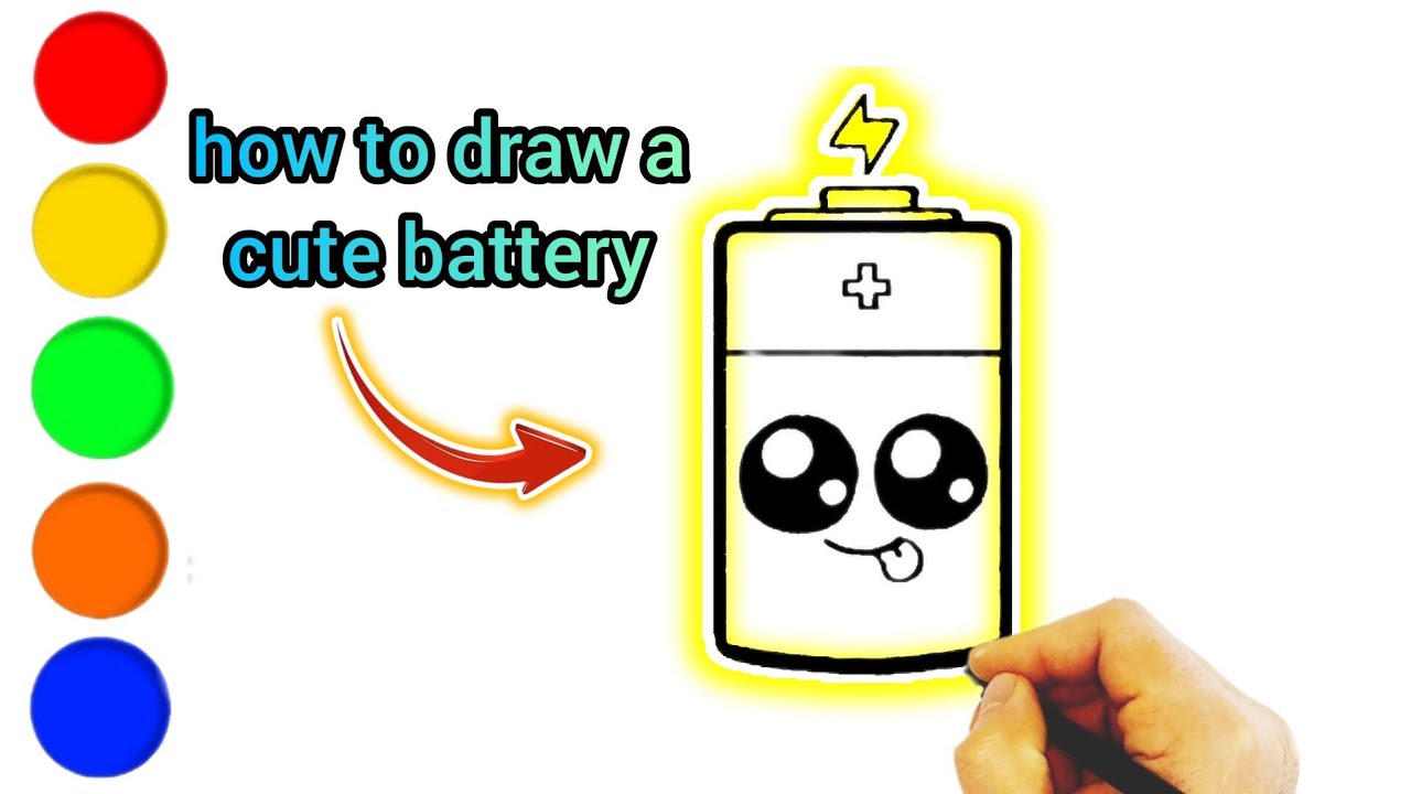 how to draw a cute battery - YouTube