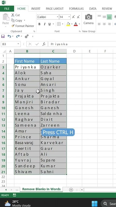Remove Spaces from Data👌👌 #excel #exceltips #shorts - YouTube