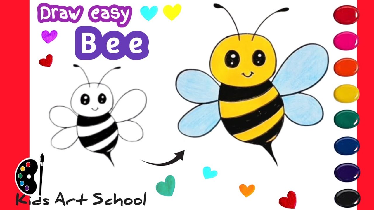 How to Draw Easy Bee |Cute Easy Bee Drawing |Insect Drawing for School cute bee| Draw Honey Bee ...