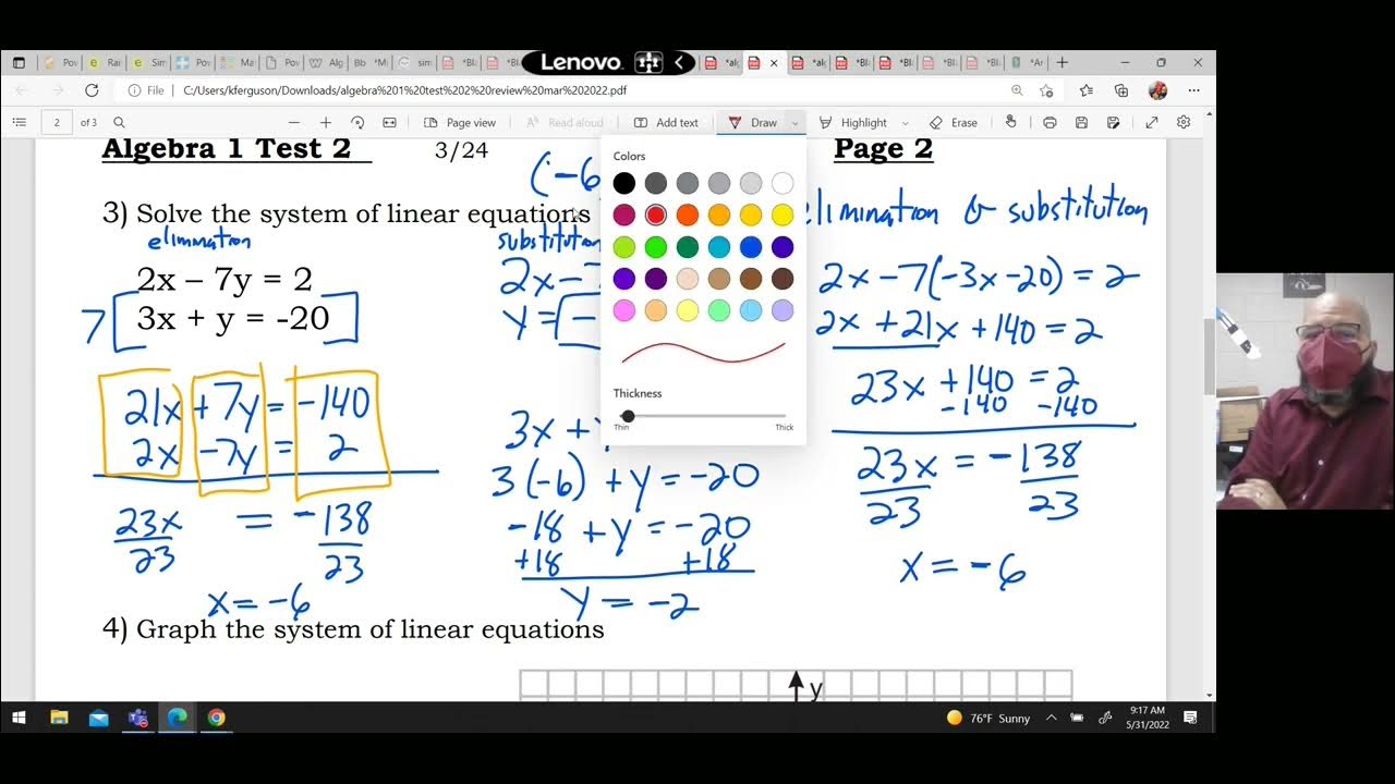 Algebra 1 test 2 review part 3 - YouTube