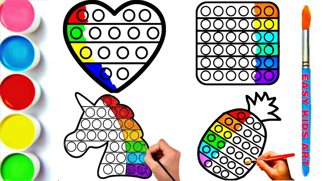 How to Draw Pop It Unicorn | Drawing Pop it Pineapple | How To Draw A ...