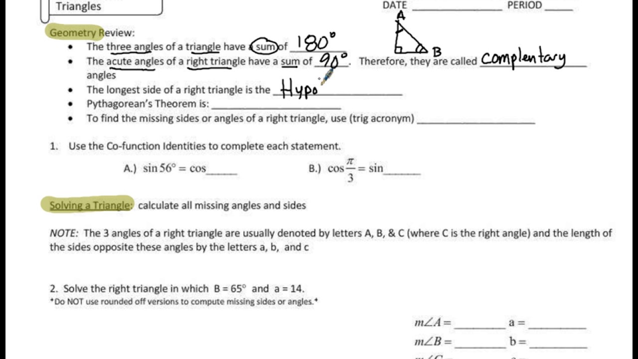 Pre-Calc 7.1 : Right Triangle Trigonometry - YouTube