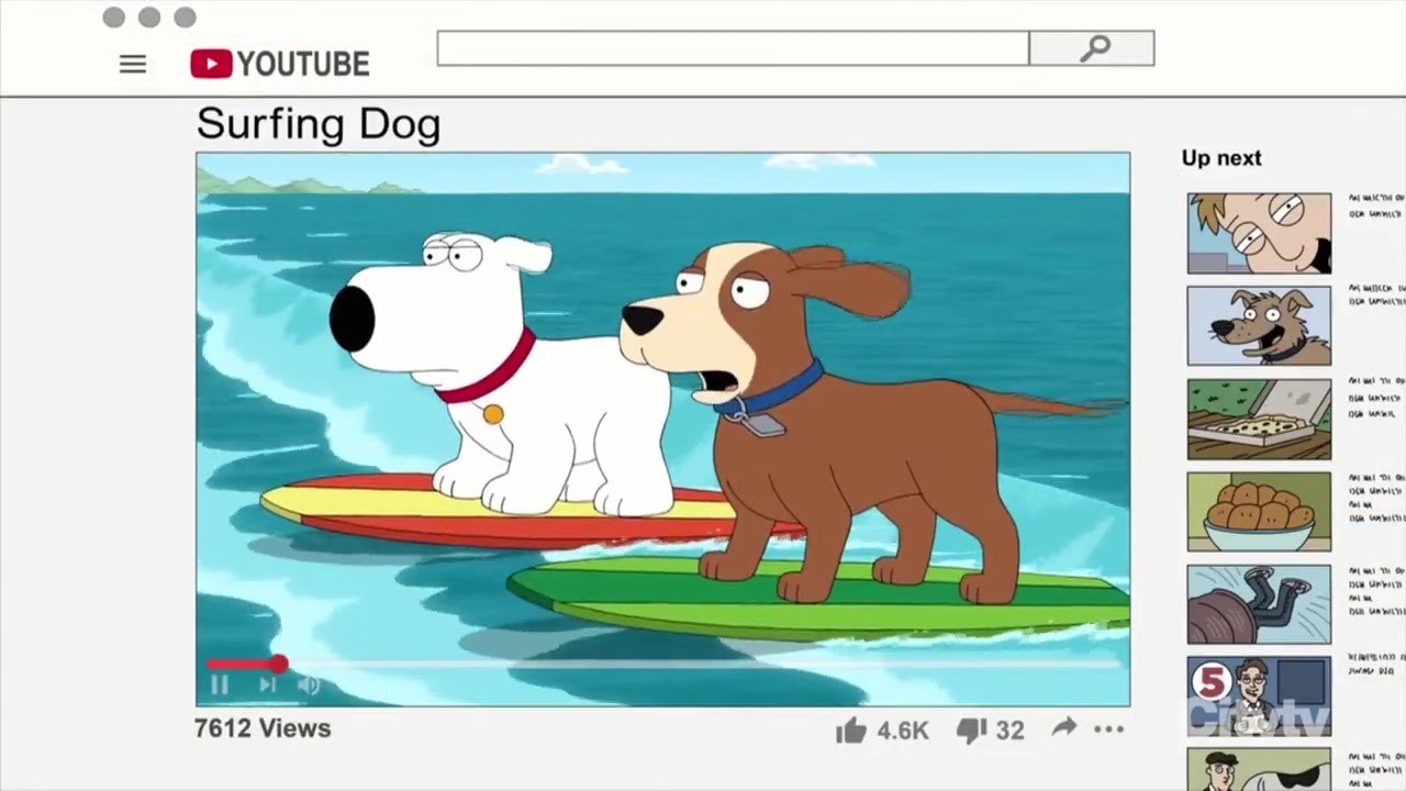 Family Guy - YouTube surfin' dog - YouTube