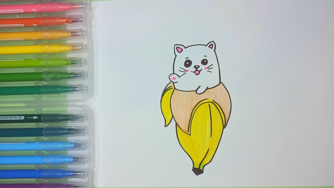 How to draw a cute banana cat - YouTube
