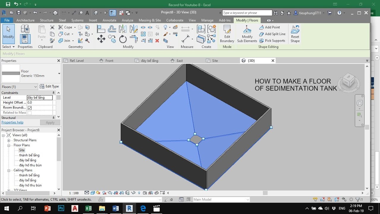 A3. Revit in WWT design. #2a-Make the floor of Sedimentation Tank-Rev.A ...