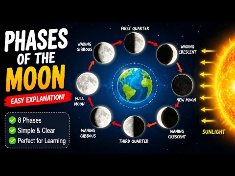 Moon phase drawing step by step/Moon phase diagram/How to draw phases ...