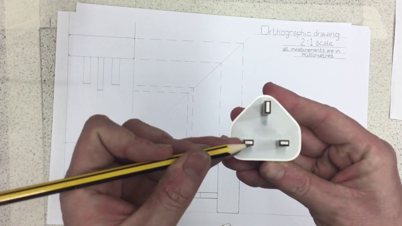 Orthographic Lesson 1: Illustrate a scale drawing of a three pin plug ...