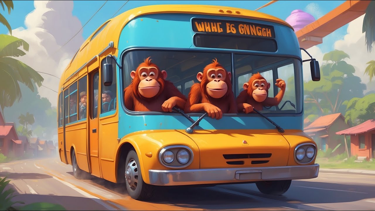 Wheels On The Bus | Nursery Rhyme | Monkeys On The Bus | Funny Songs ...