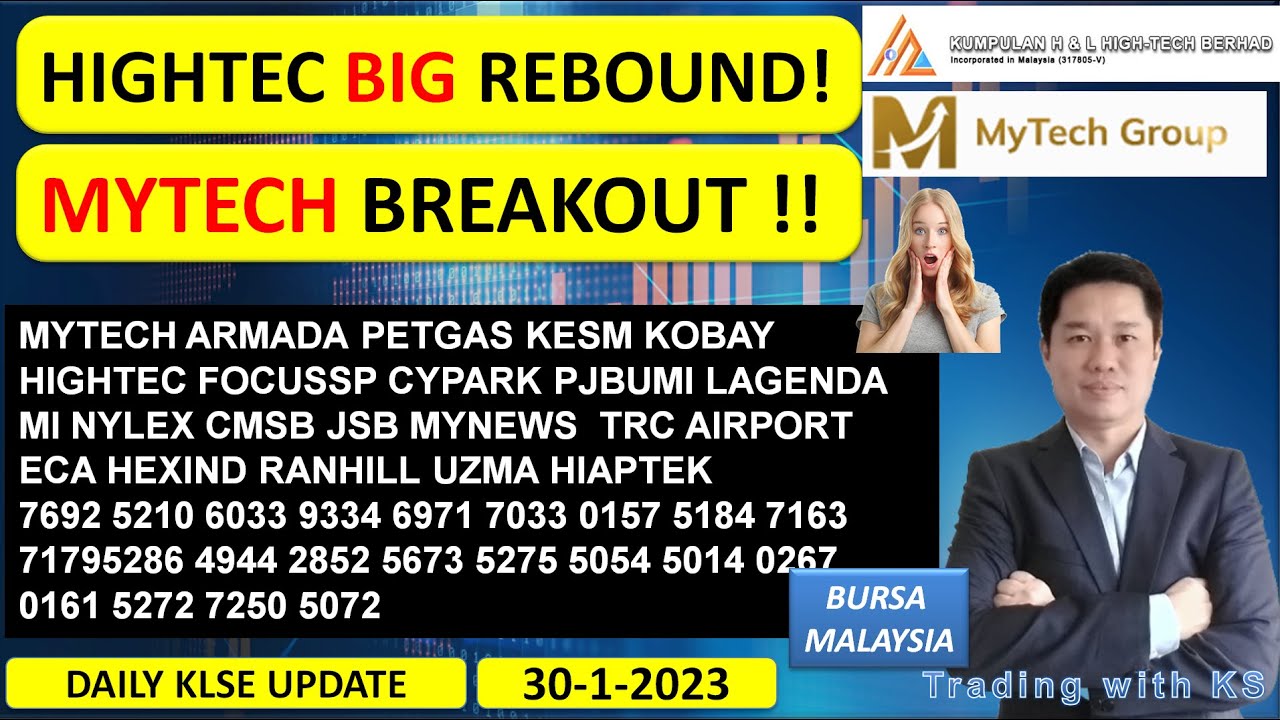 Daily KLSE BURSA Update - 30-1-2023 💥HIGHTEC BIG REBOUND!💥MYTECH BREAKOUT !!💥 MYTECH ARMADA ...
