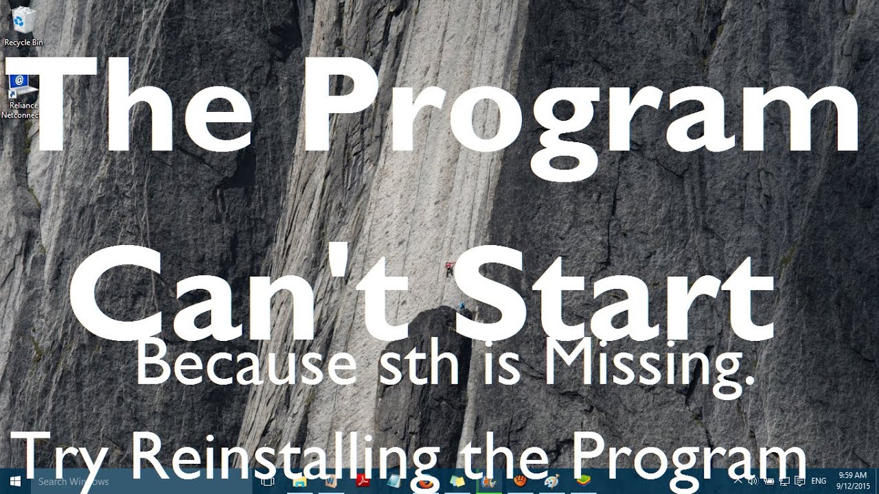 Fix: "The Program Can't Start because sth is missing. Try Reinstalling ...