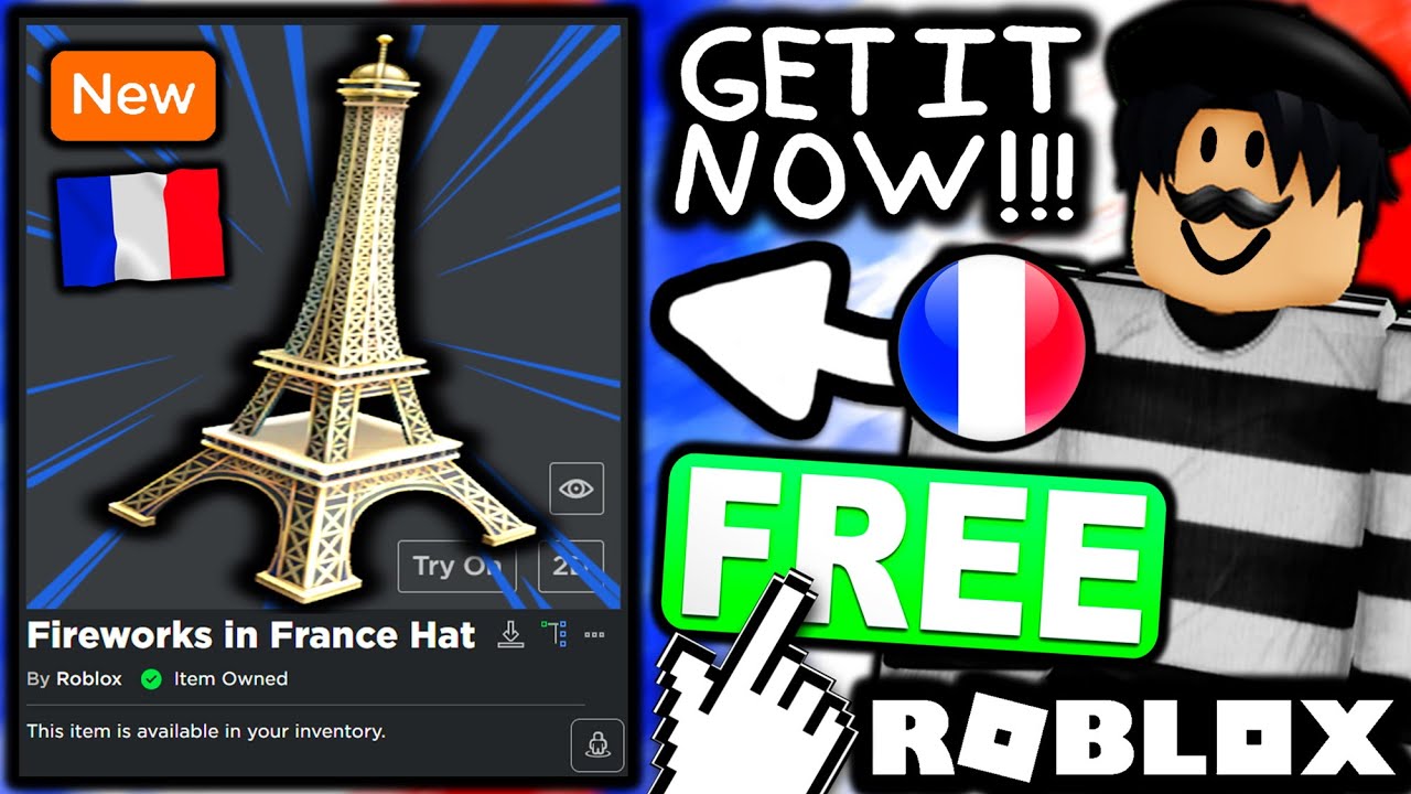 FREE ACCESSORY! HOW TO GET Fireworks in France Hat! (ROBLOX) - YouTube