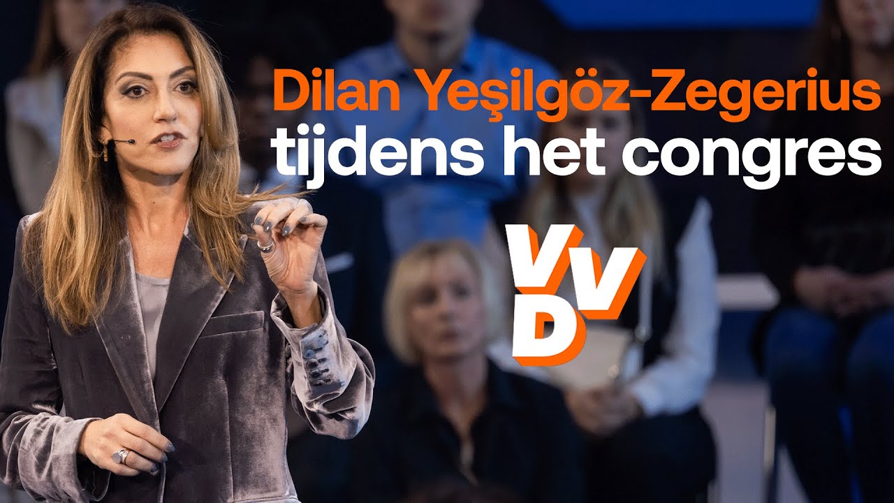 Onze fractievoorzitter Dilan Yeşilgöz-Zegerius tijdens het VVD-congres ...