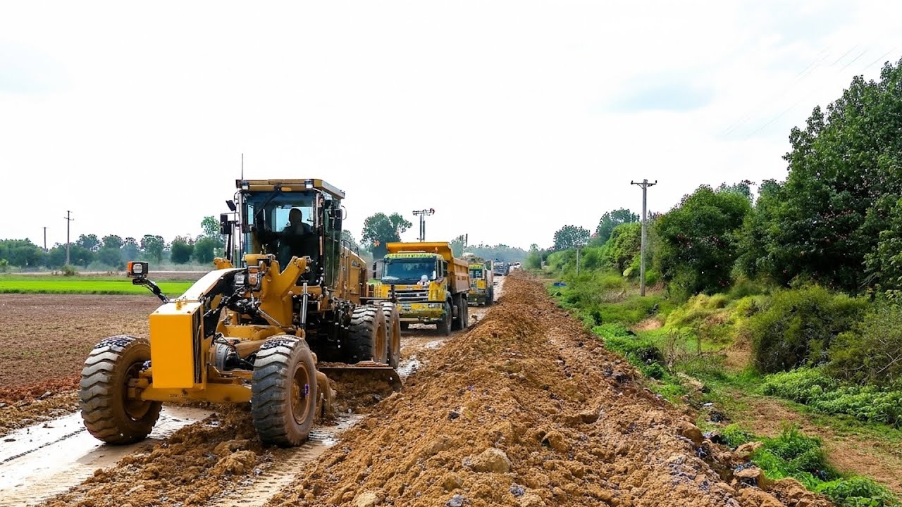 ROAD TO PROGRESS Powerful Motor Graders & Dump Trucks Team Up to Make ...