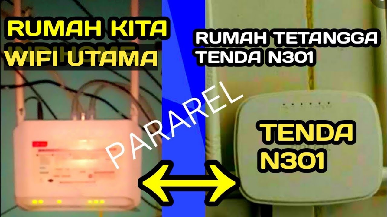 Cara Paralel WIFI dengan tetangga pakai kabel Lan router Tenda N301 - YouTube